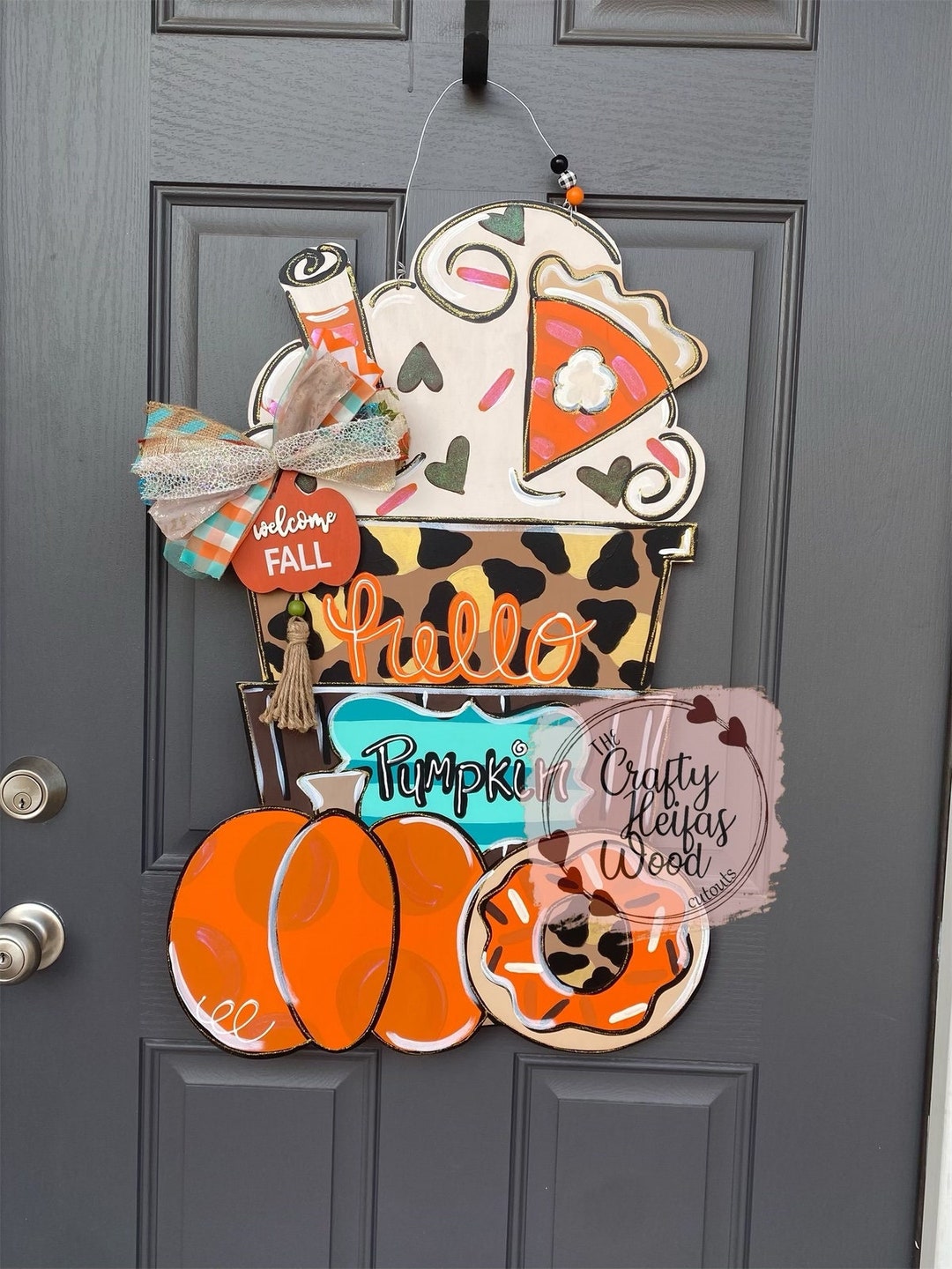 PREORDER: Hello Pumpkin Latte Door Hanger Fall Pumpkin Spice - Etsy