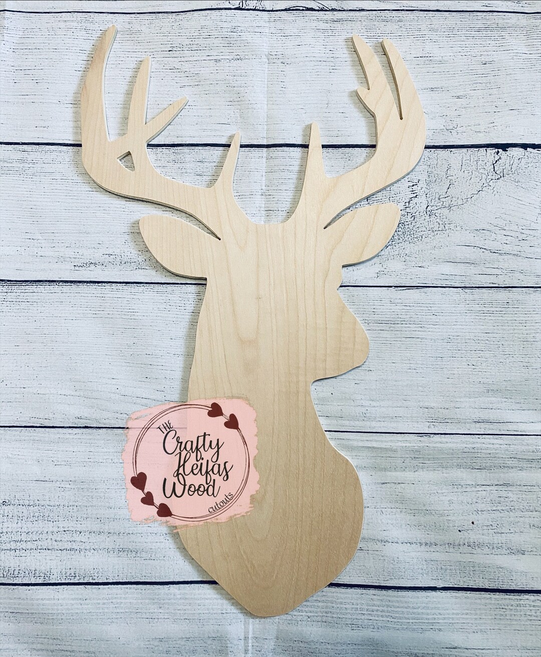 Deer head, buck, silhouette, wood cutout, wood blank, door hanger, baby ...