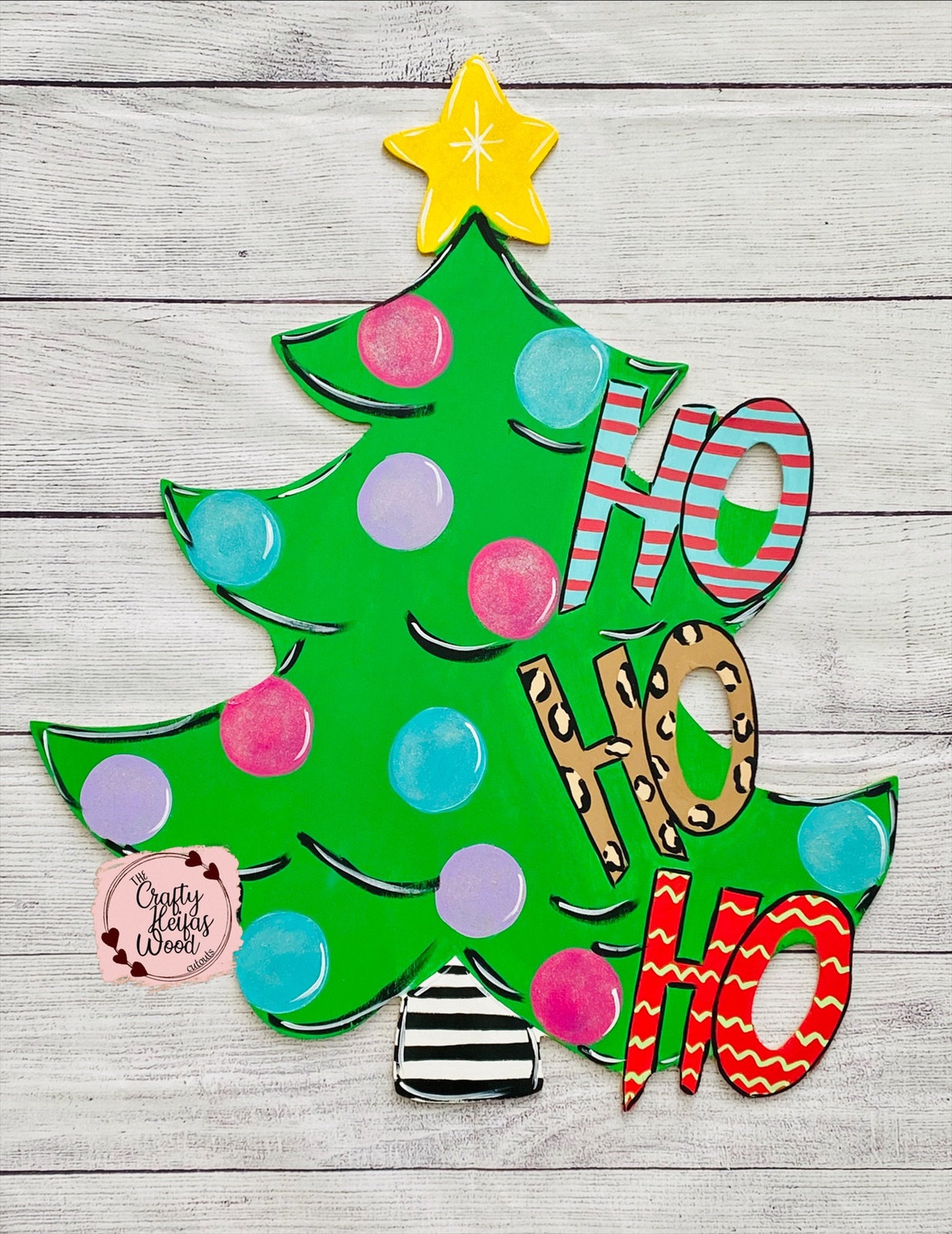 22” Hohoho Christmas Tree, Unfinished Wood Cutout, Door Hanger - Etsy