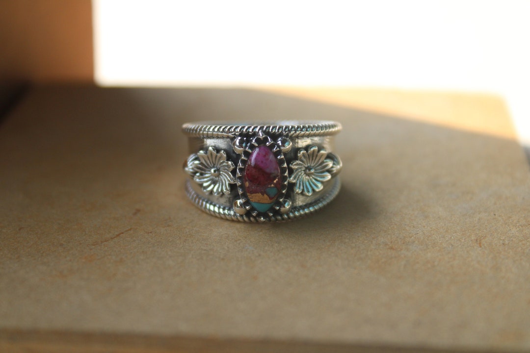Pink Turquoise Ring 925 Sterling Silver Handmade Ring for Women Pink ...