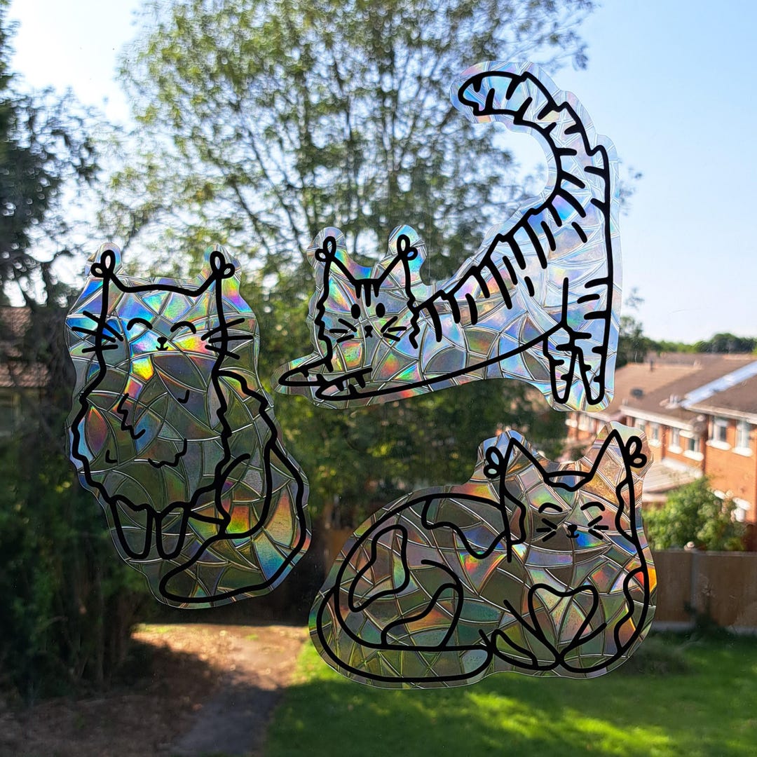 Cat Suncatcher Window Stickers, Cute Cat Window Sticker, Suncatcher ...