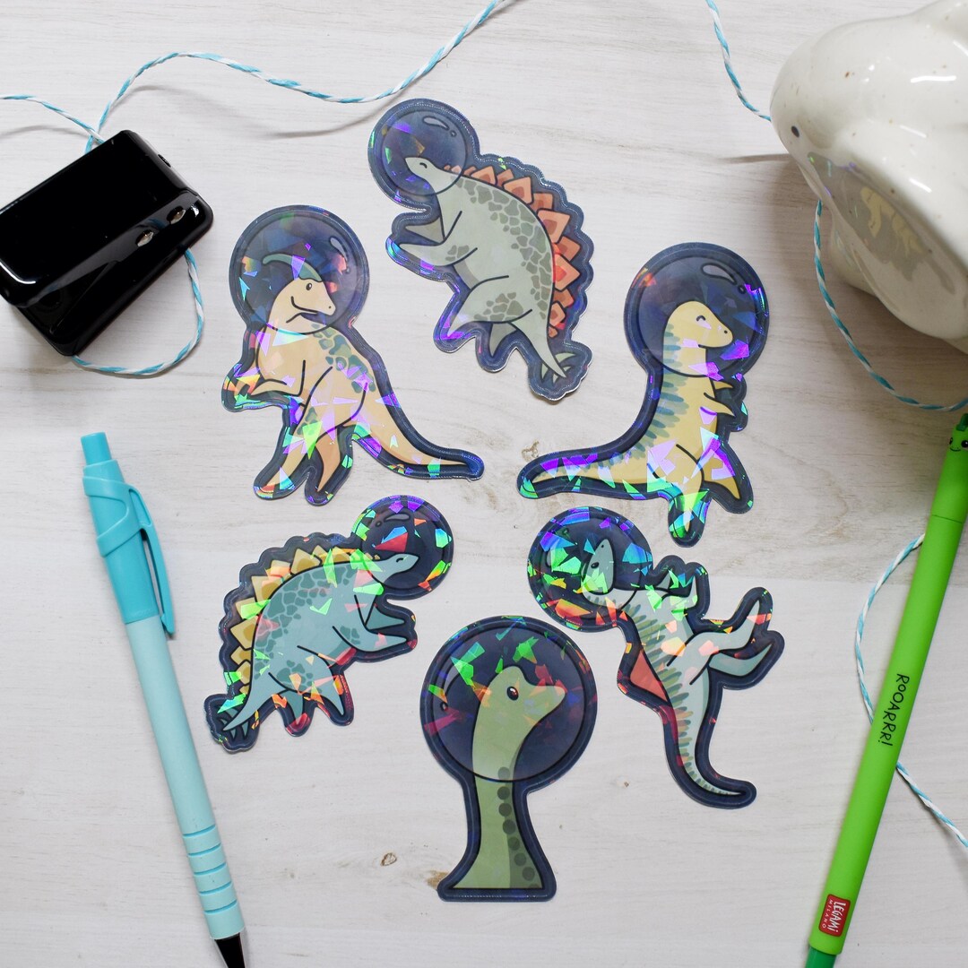 Space Dino Sticker Pack, Space Dinosaur Stickers, Water Proof Dino ...