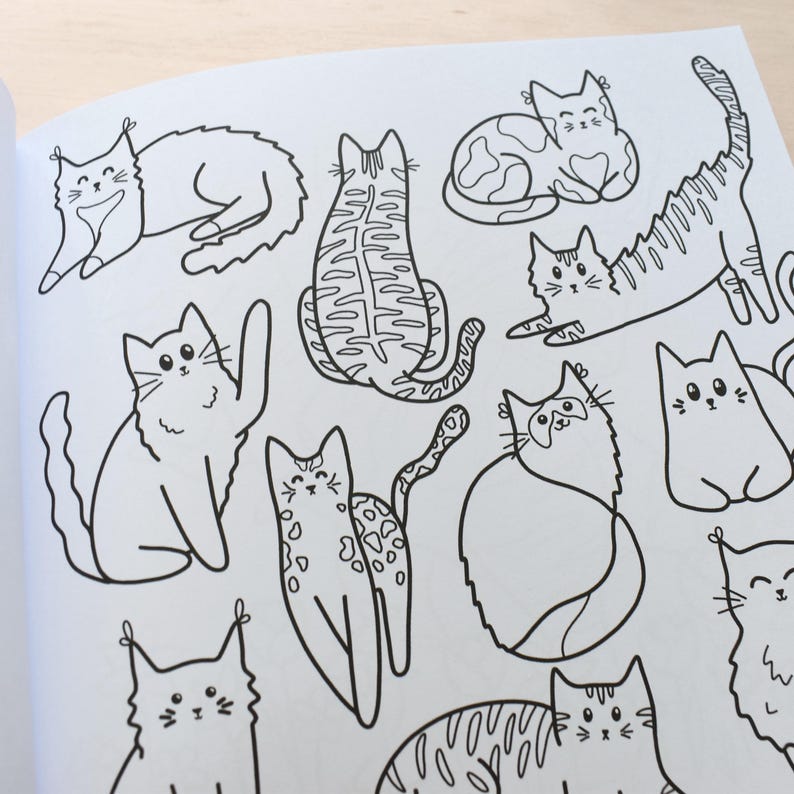 Cat and Dino Colouring Book, Cute Cat Colouring Book, Dinosaur ...
