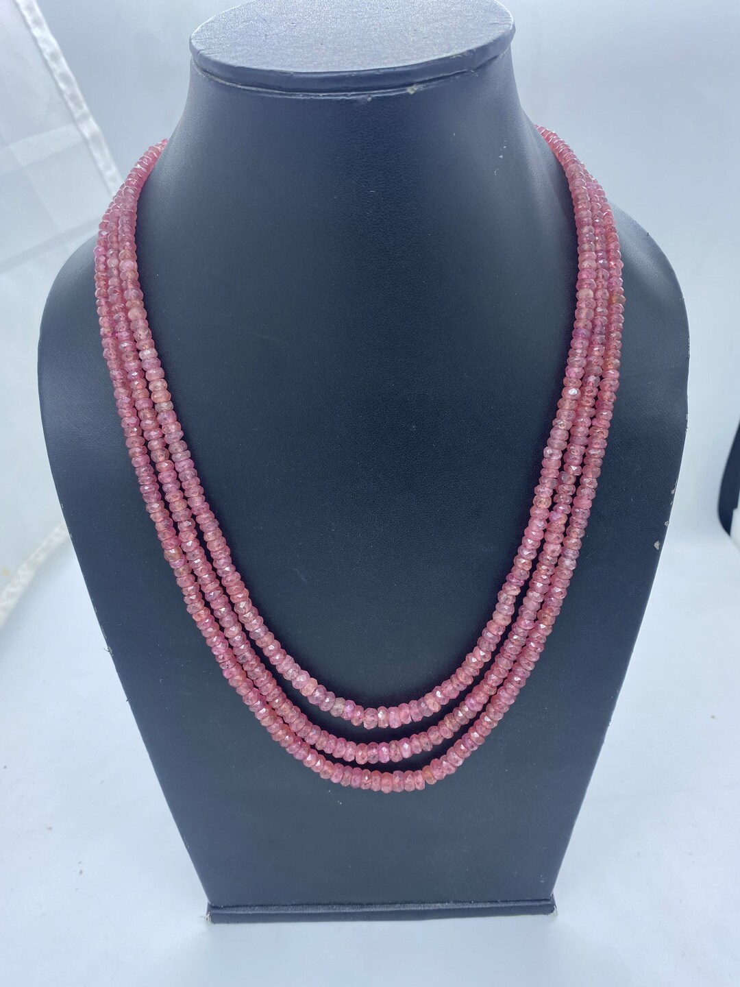 Strand Faceted Ruby Necklace, Ruby Beads Necklace Beaded Handmade ...