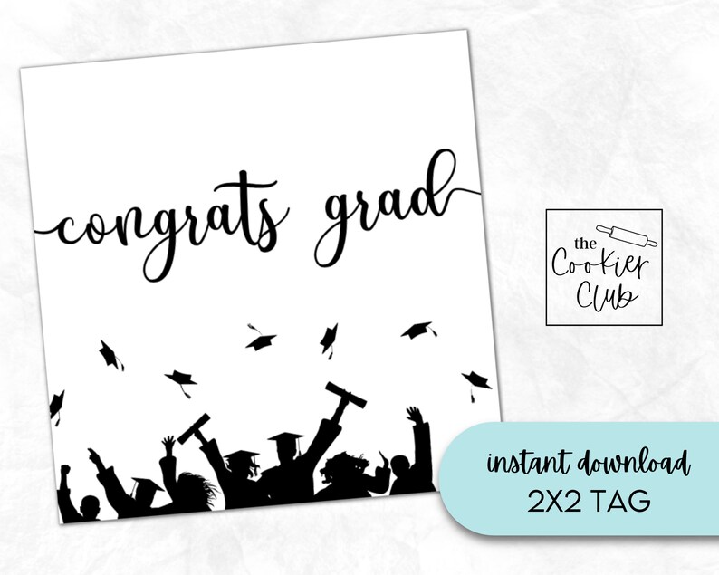 Congrats Grad Silhouette Printable Graduation Cookie Tag - Etsy