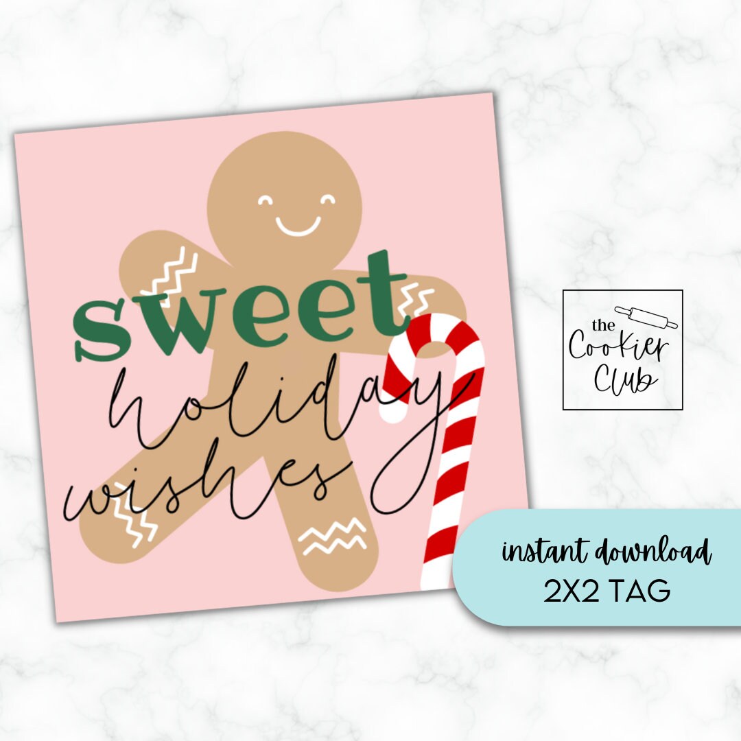 Sweet Holiday Wishes - Printable Treat Tag/sticker - Cookie Tag ...