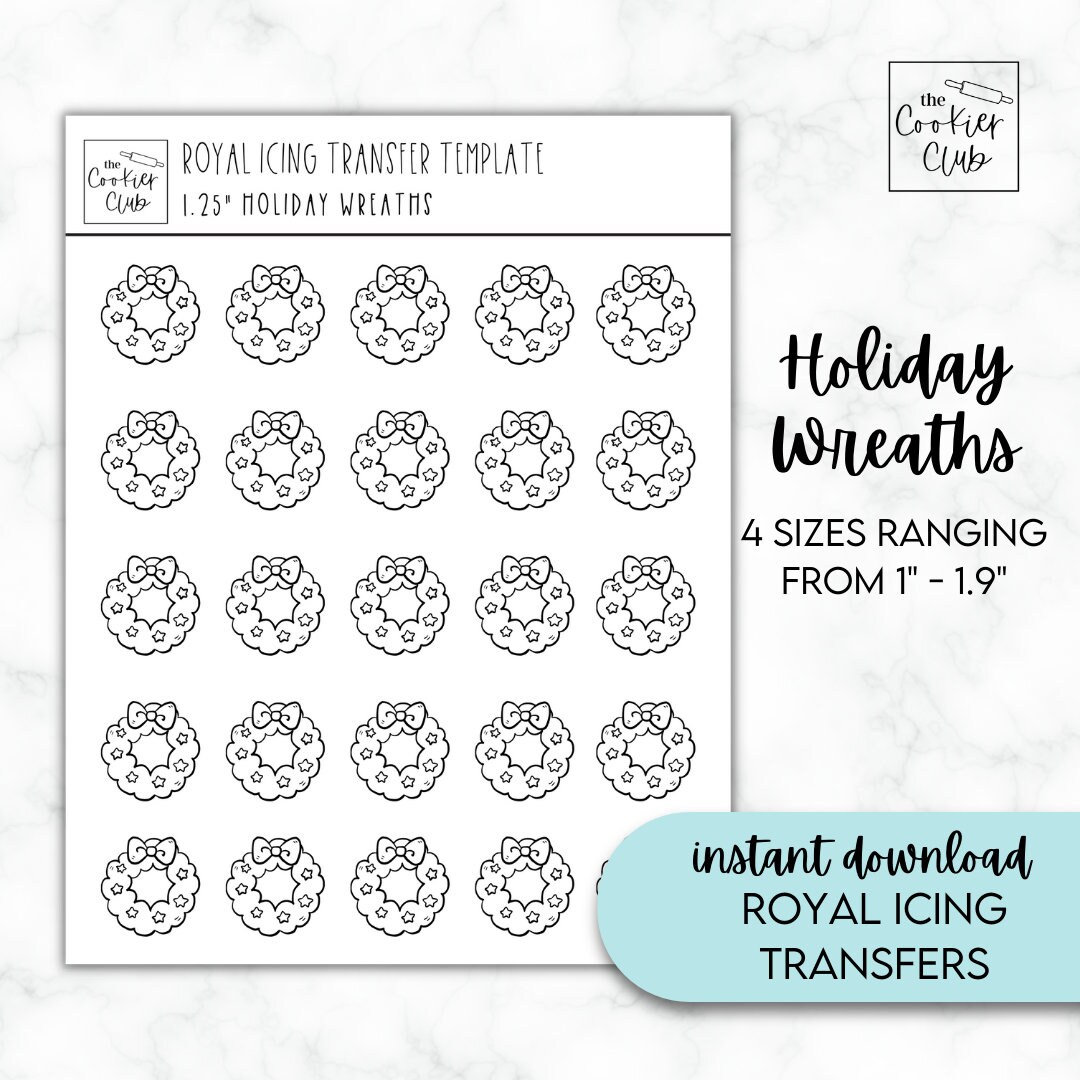Holiday Wreaths - Royal Icing Transfer Sheets - Multiple Sizes - for ...