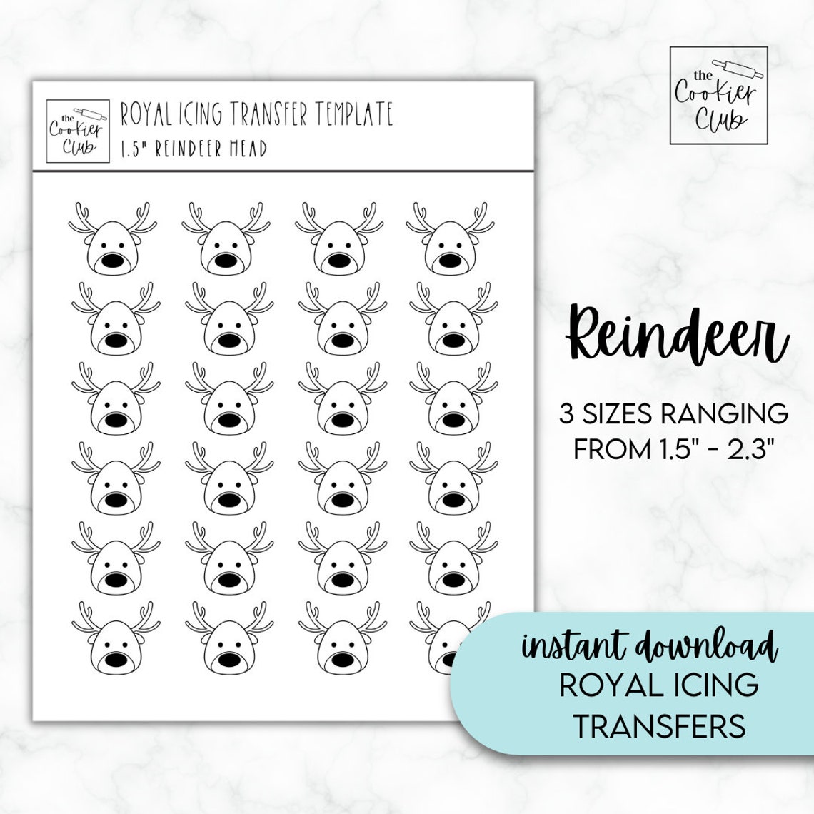 Reindeer - Royal Icing Transfer Sheets - Multiple Sizes - for Cookie ...