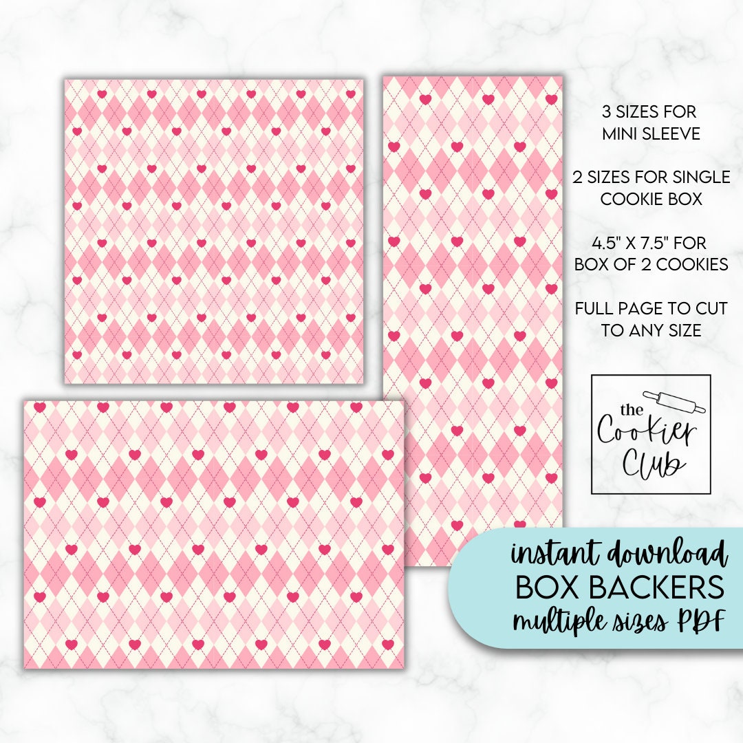 Valentine's Diamond Pattern Printable Box Backer Multiple Sizes Instant ...