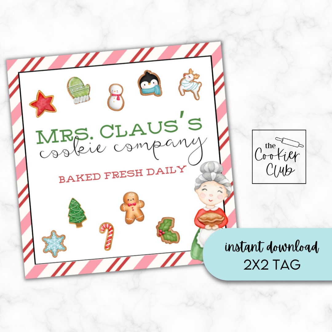 Mrs. Claus Cookie Co. - Printable Treat Tag/sticker - Cookie Tag ...