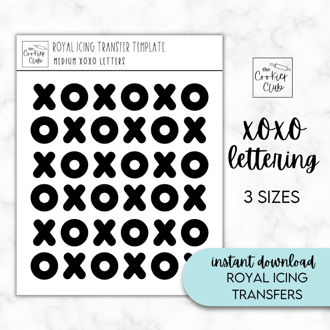 XOXO Lettering - Royal Icing Transfer Sheets - Multiple Sizes - for ...