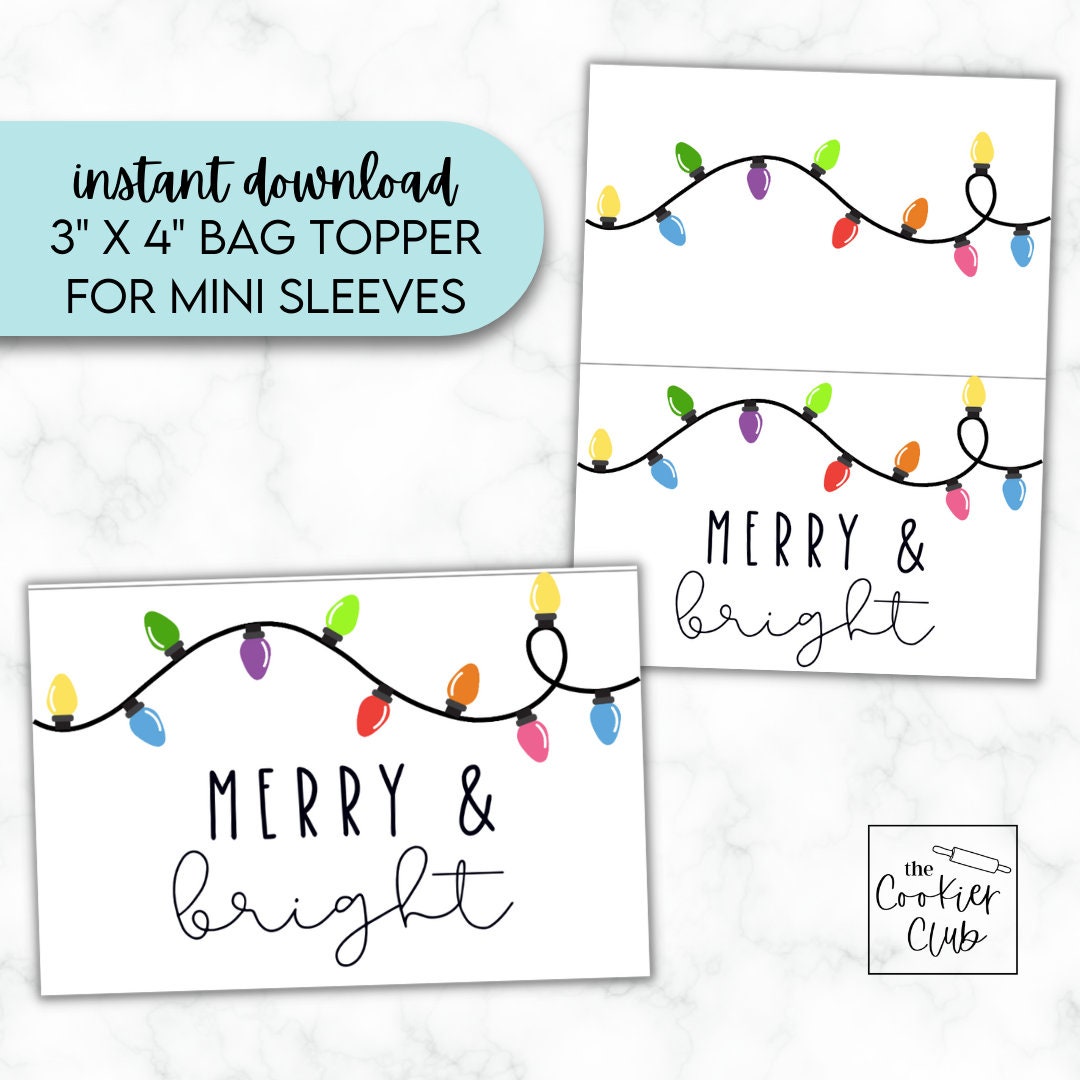 Merry & Bright 3x4 Mini Sleeve Bag Topper for 3x11 Cello Bag Christmas ...