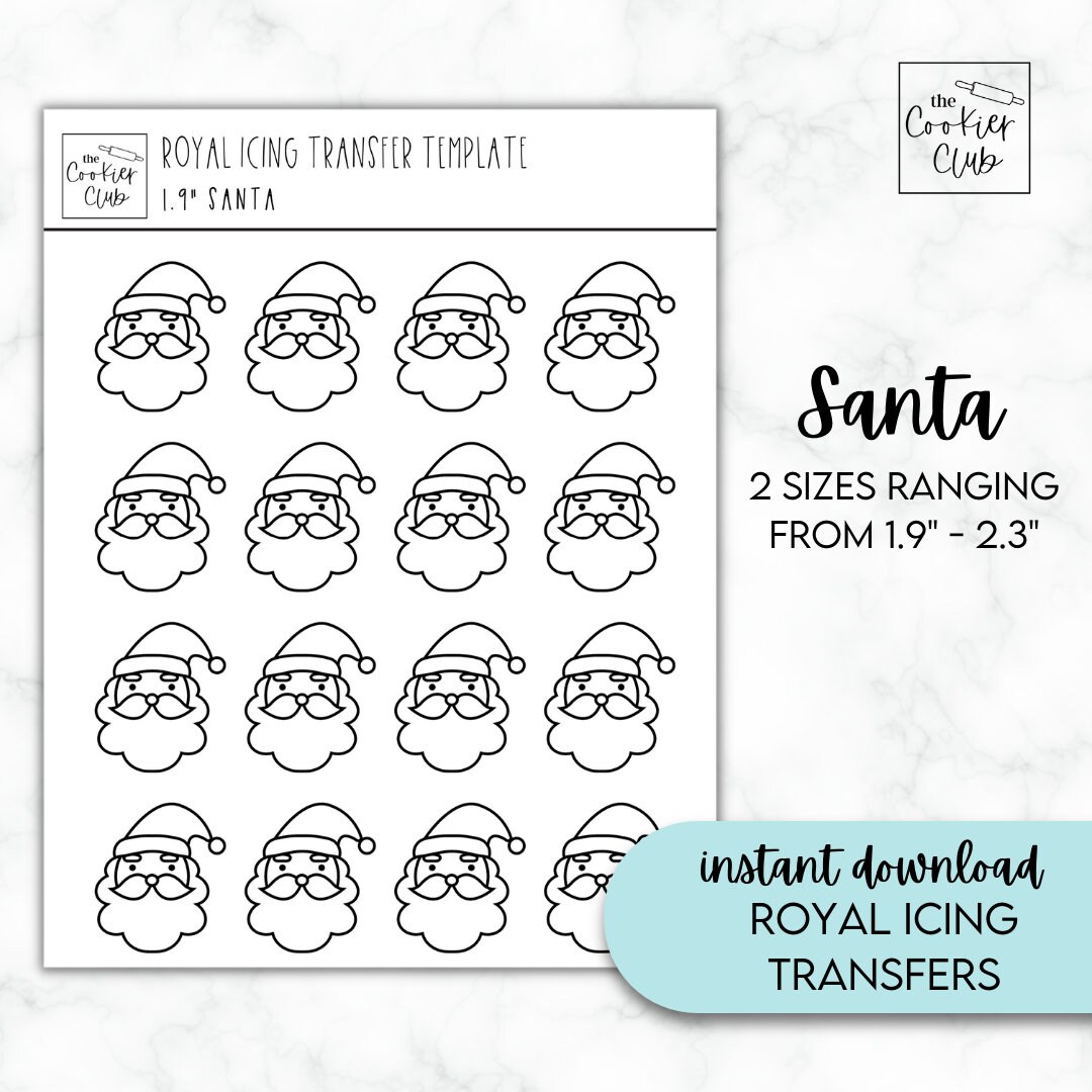 Santa - Royal Icing Transfer Sheets - Multiple Sizes - for Cookie ...