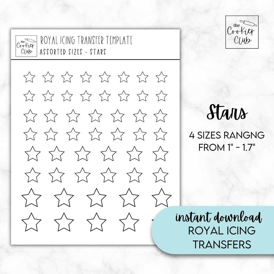 Stars - Royal Icing Transfer Sheets - Multiple Sizes - for Cookie ...