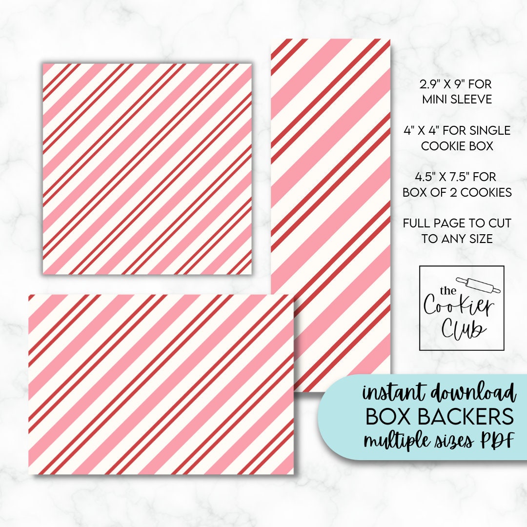 Peppermint Printable Box Backer Bundle Christmas/holiday Multiple Sizes ...