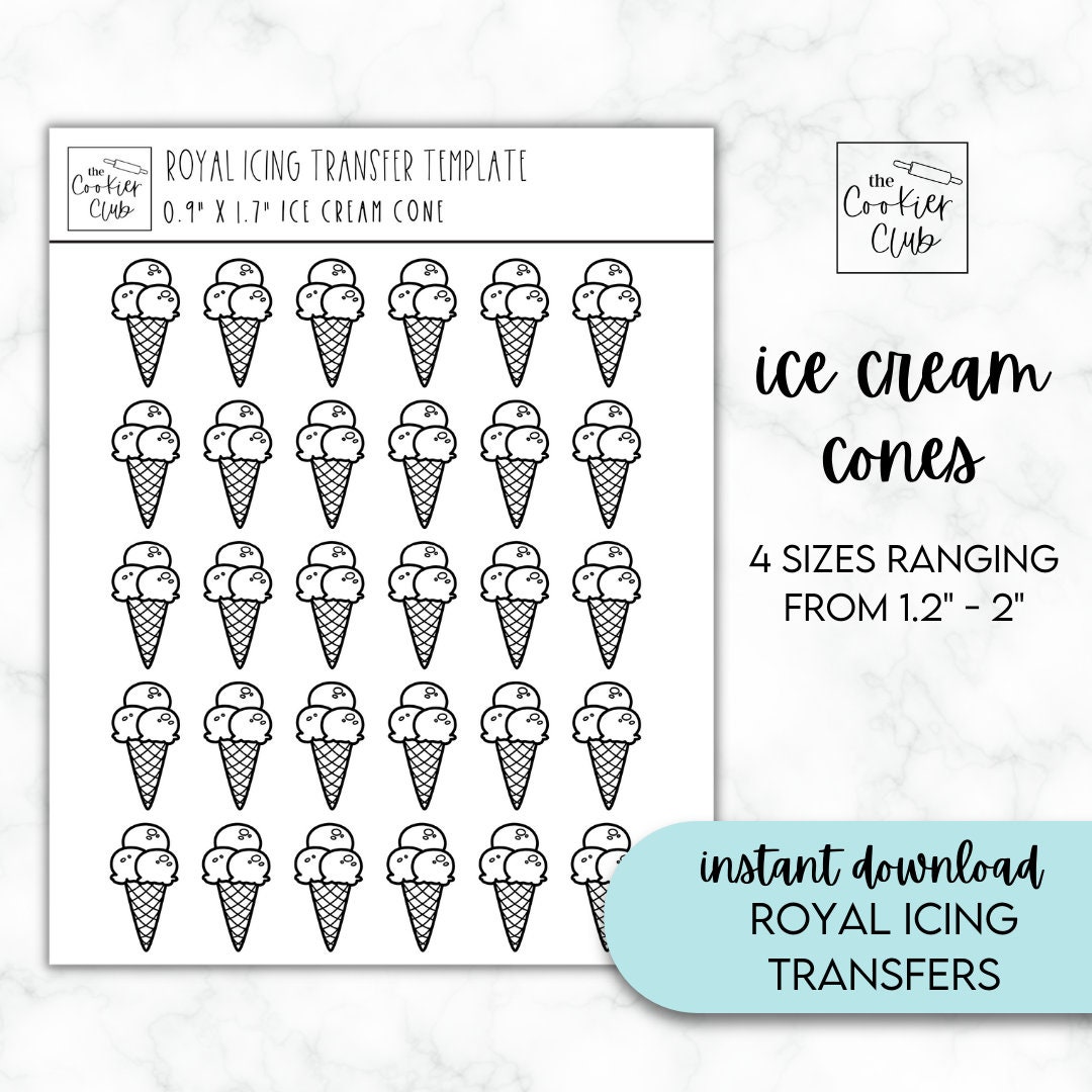 Ice Cream Cones - Royal Icing Transfer Sheets - Multiple Sizes - for ...