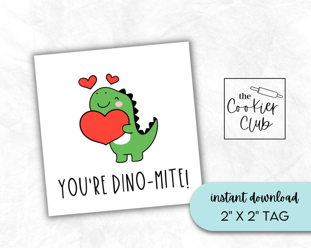You're Dino-mite Valentine's Day Printable Cookie - Etsy