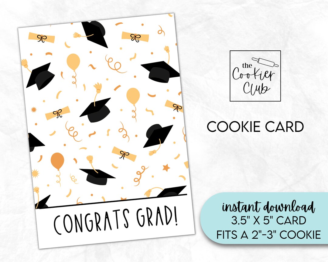 Congrats Grad V1 - 3.5" X 5" Printable Mini Cookie Card - Graduation ...