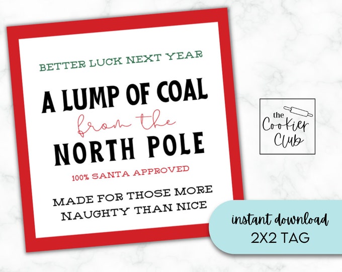 Coal Christmas Tag, Christmas Tag, Printabletag, Printable Christmas ...