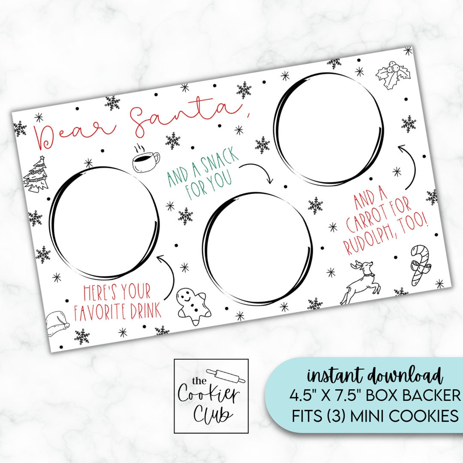 Cookies for Santa - 7.5" X 4.5" Printable Cookie Box Backer - Fits SDS ...