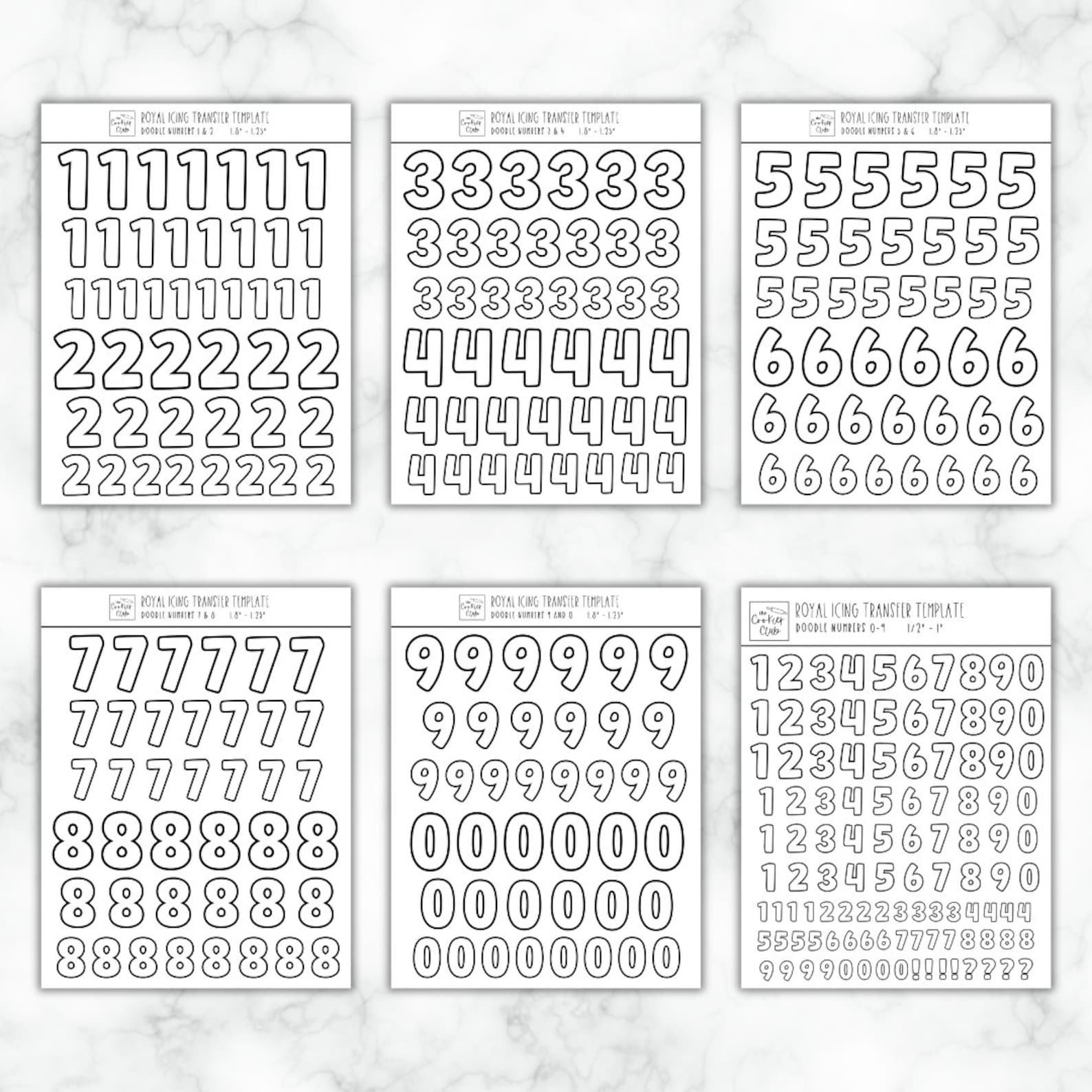 Doodle Numbers Bundle - 0 Through 9 - Royal Icing Transfer Sheets ...