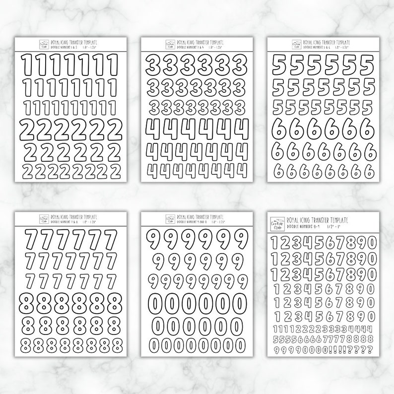 Doodle Numbers Bundle - 0 Through 9 - Royal Icing Transfer Sheets ...