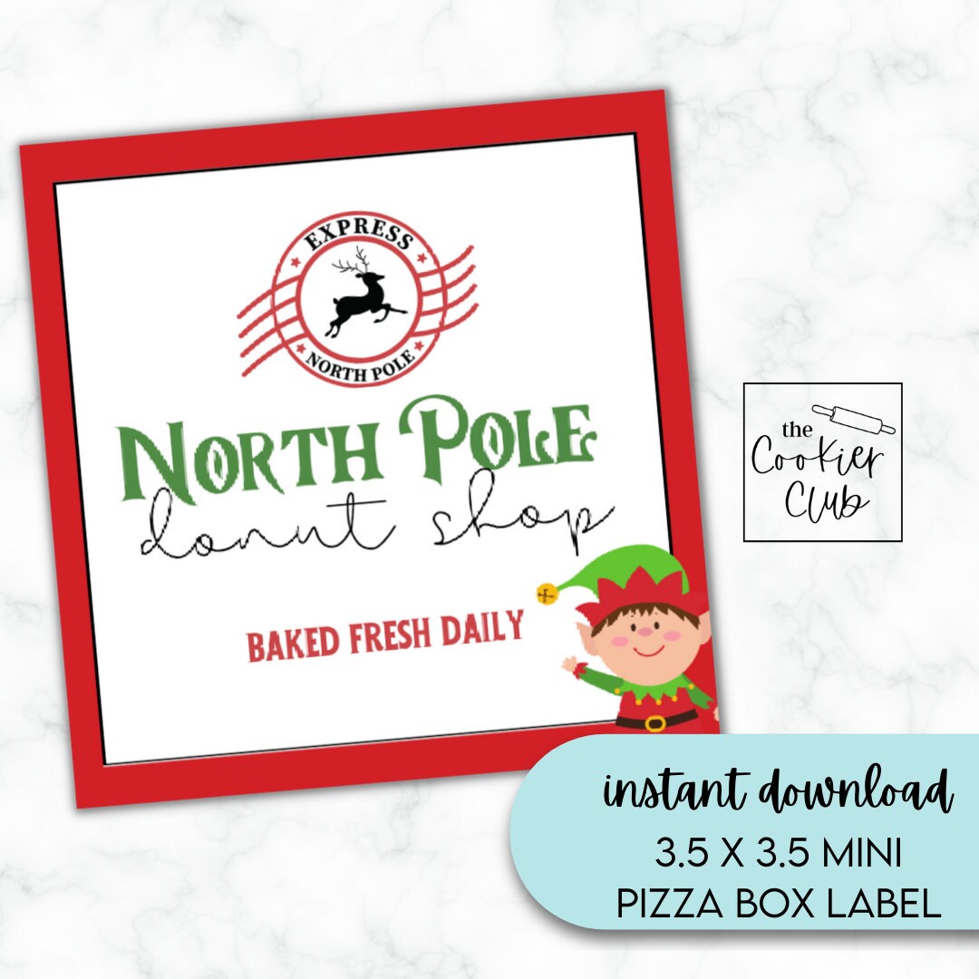 North Pole Donut Co. - Printable Treat Tag/sticker for Mini Pizza Boxes ...