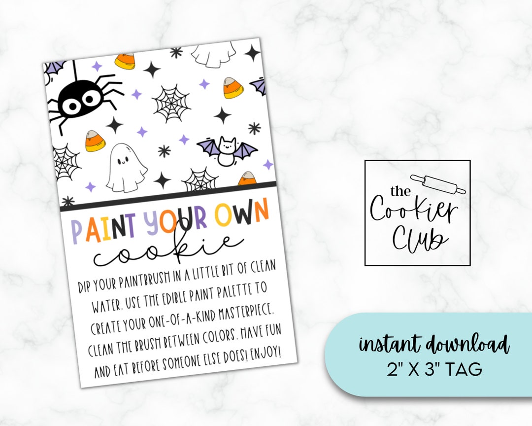 Paint Your Own V1 - Halloween - Printable Cookie Tag - Digital Download ...