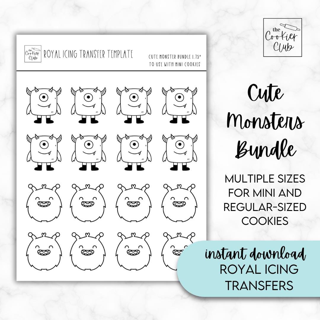 Cute Monsters Bundle - Royal Icing Transfer Sheets - Multiple Sizes ...