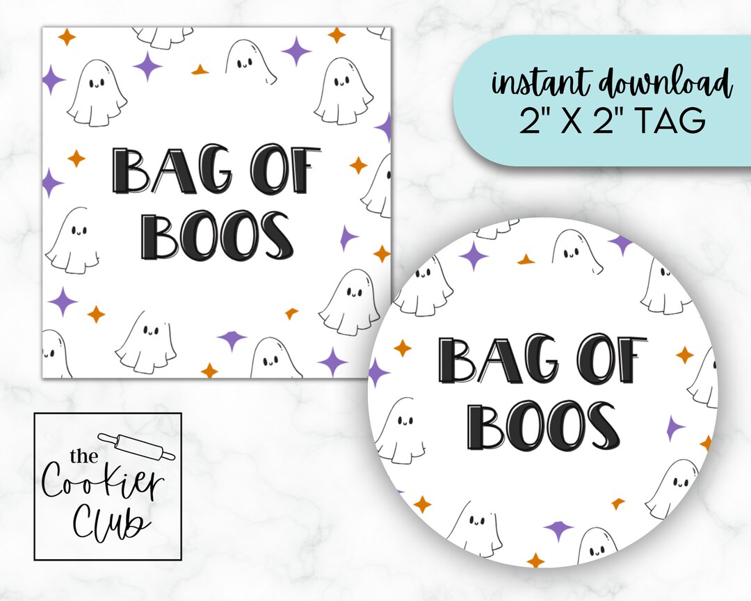 Bag of Boos V2 - Printable Treat Tag - Cookie Tag -digital Download ...