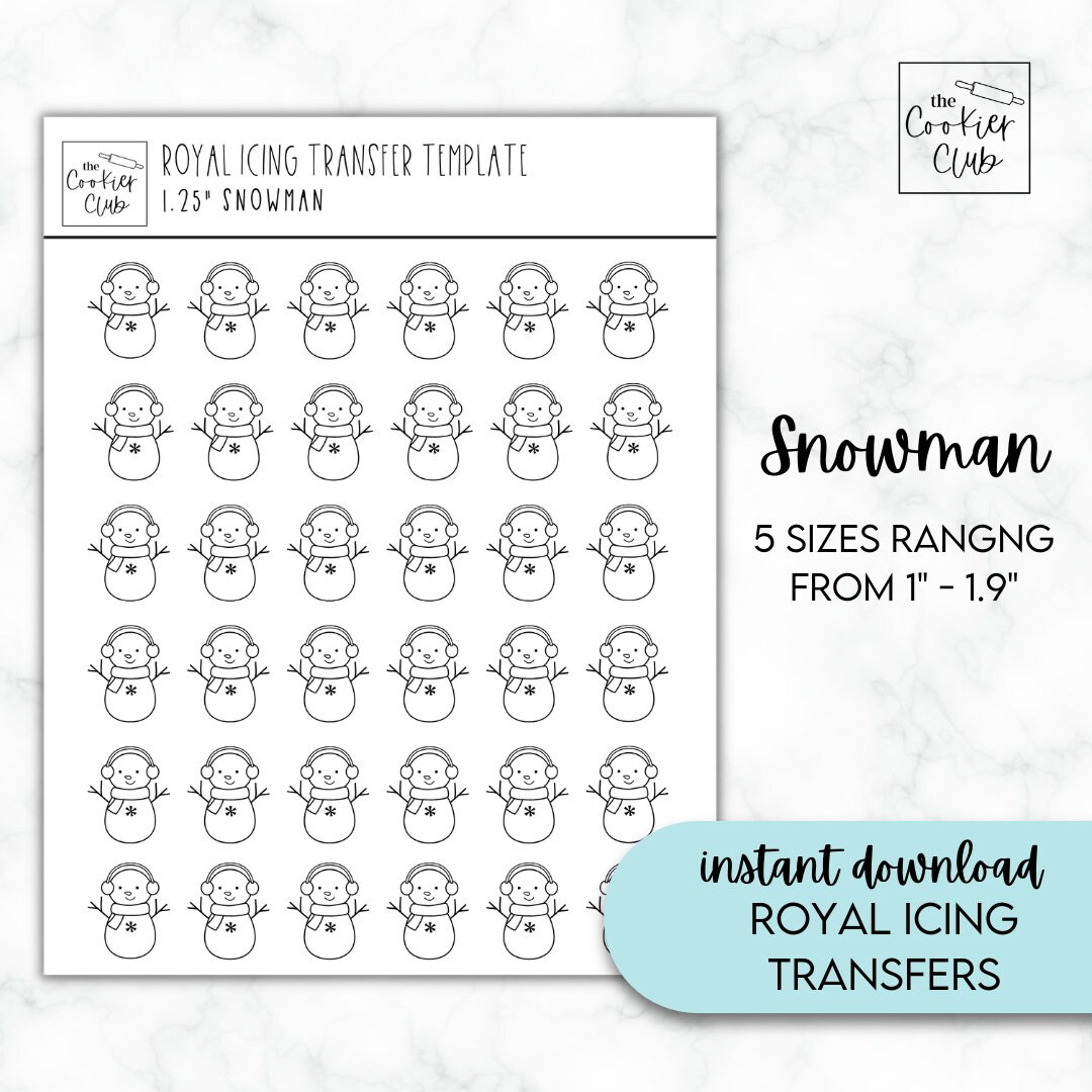 Snowman - Royal Icing Transfer Sheets - Multiple Sizes - for Cookie ...
