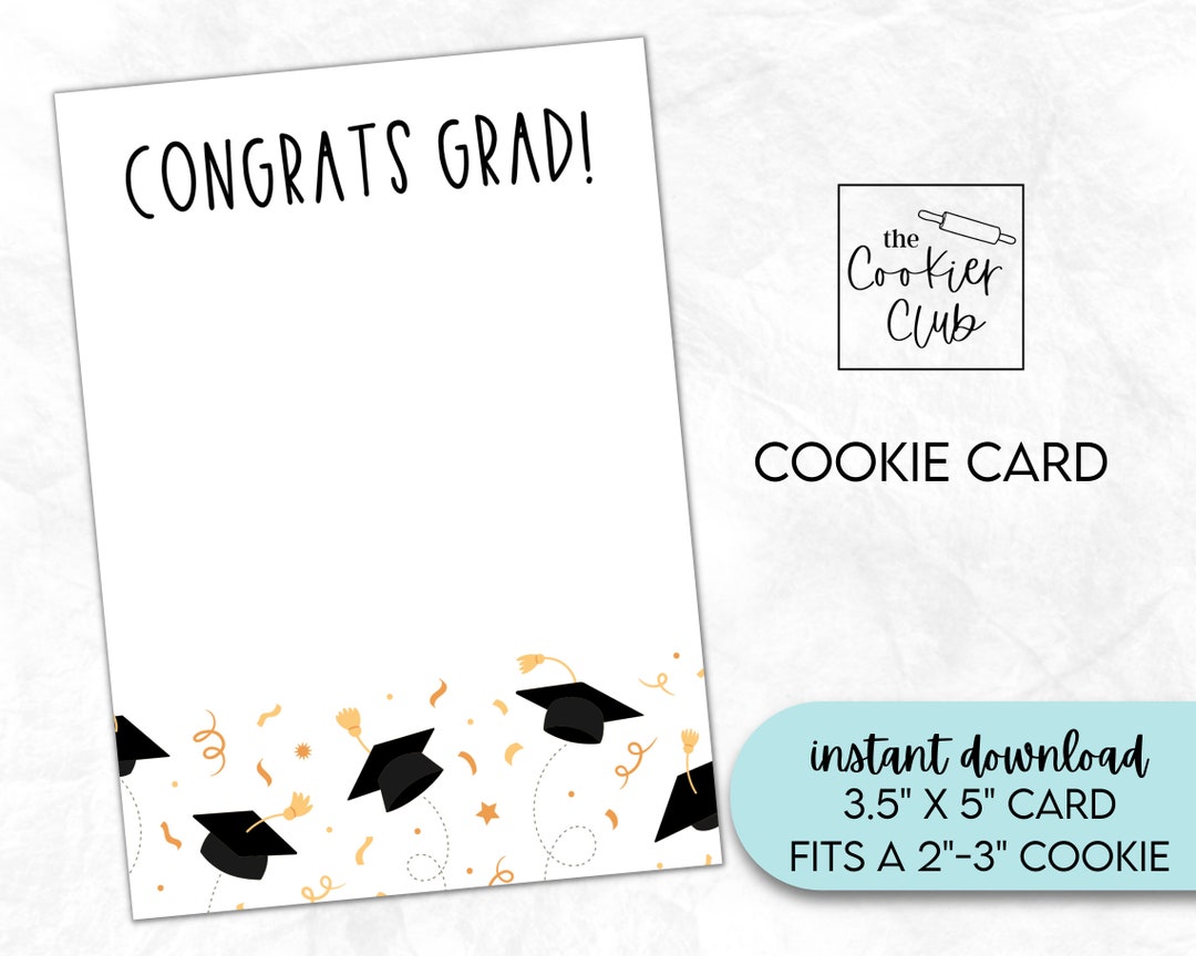 Congrats Grad V3 - 3.5" X 5" Printable Mini Cookie Card - Graduation ...
