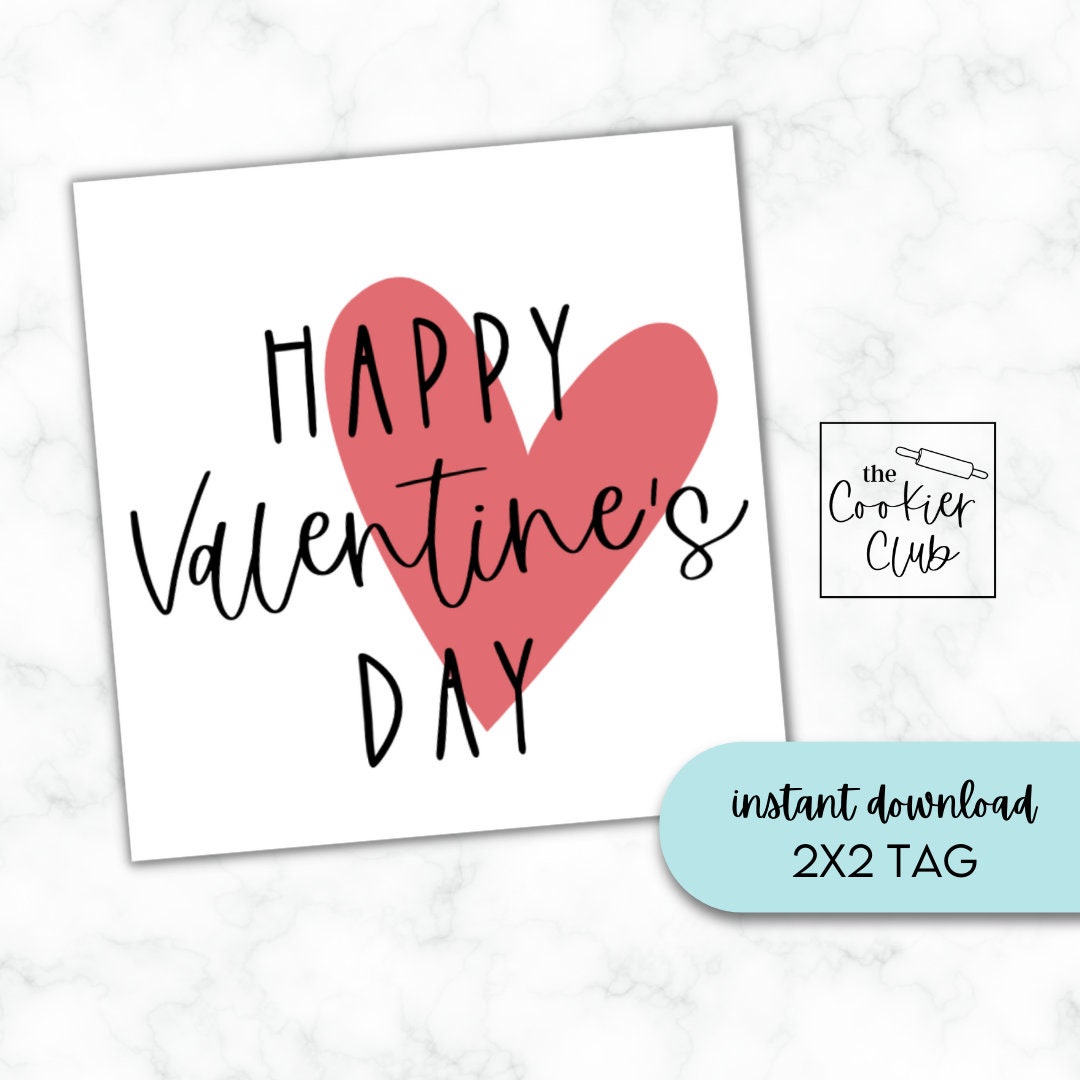 Happy Valentine's Day - Printable Cookie Tag - Digital Download - Red ...