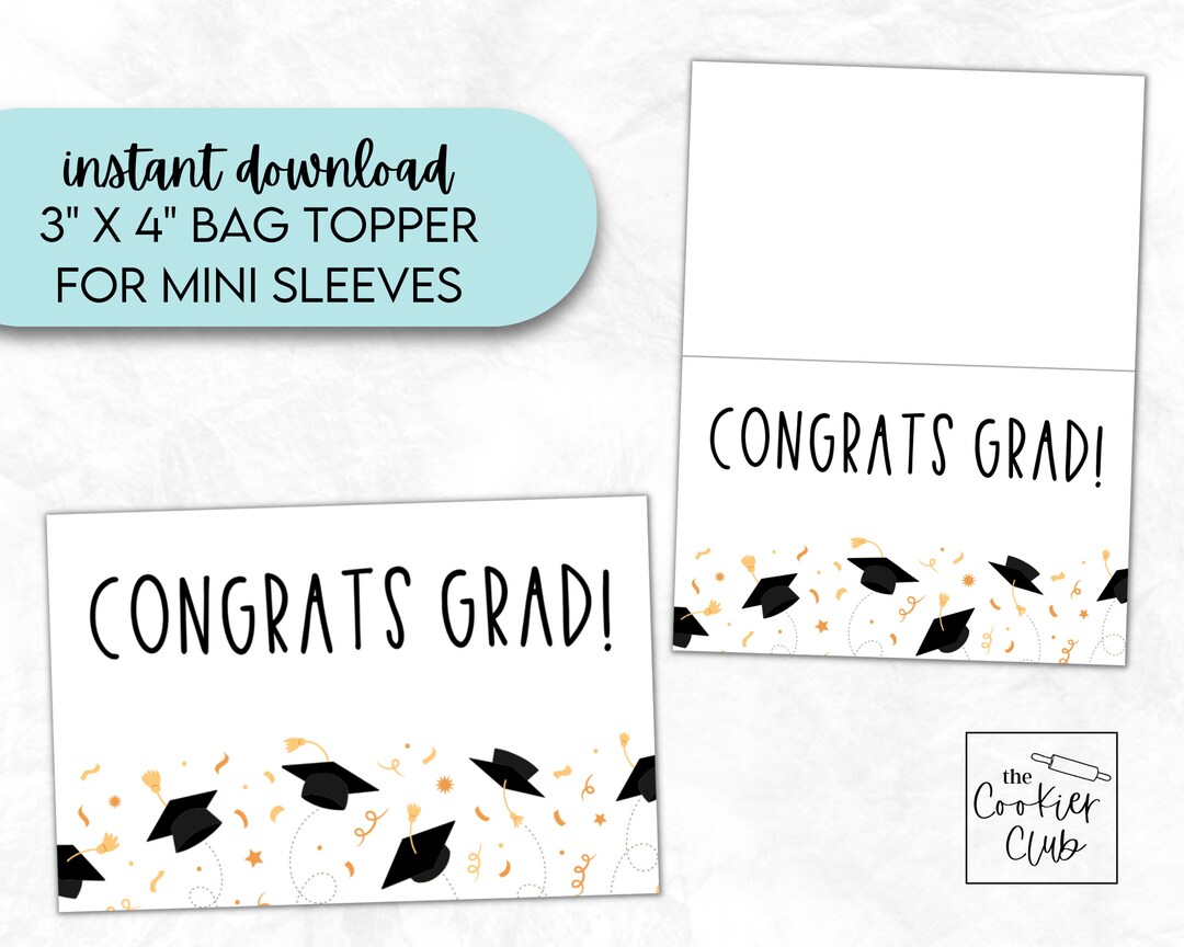 Congrats Grad - 3x4 Mini Sleeve Bag Topper - for 3x11 Cello Bag ...