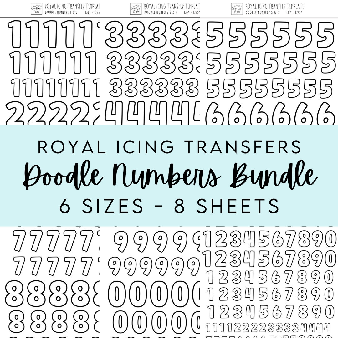 Doodle Numbers Bundle - 0 Through 9 - Royal Icing Transfer Sheets ...