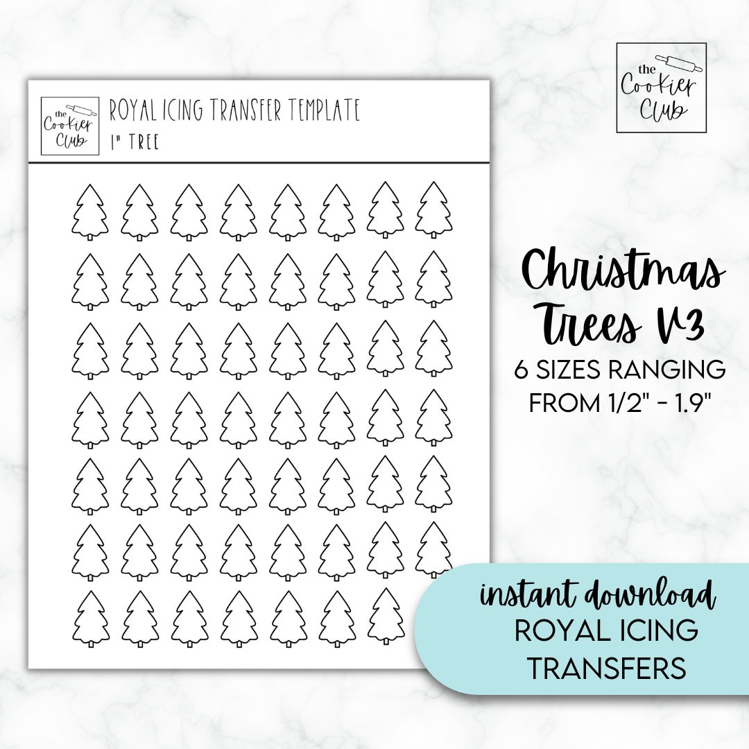 Christmas Trees V3 - Royal Icing Transfer Sheets - Multiple Sizes - for ...