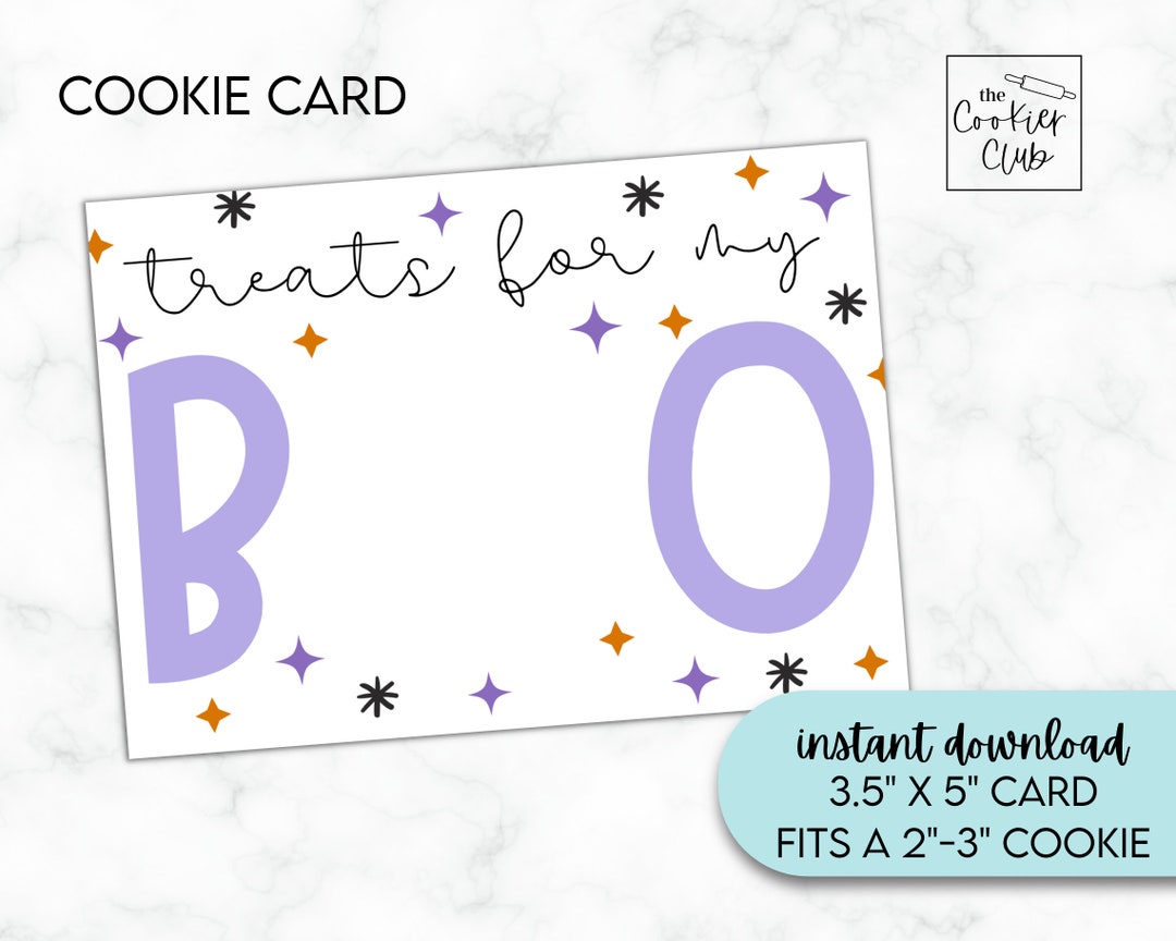Treats for My Boo - 3.5" X 5" Printable Mini Cookie Card - Halloween ...