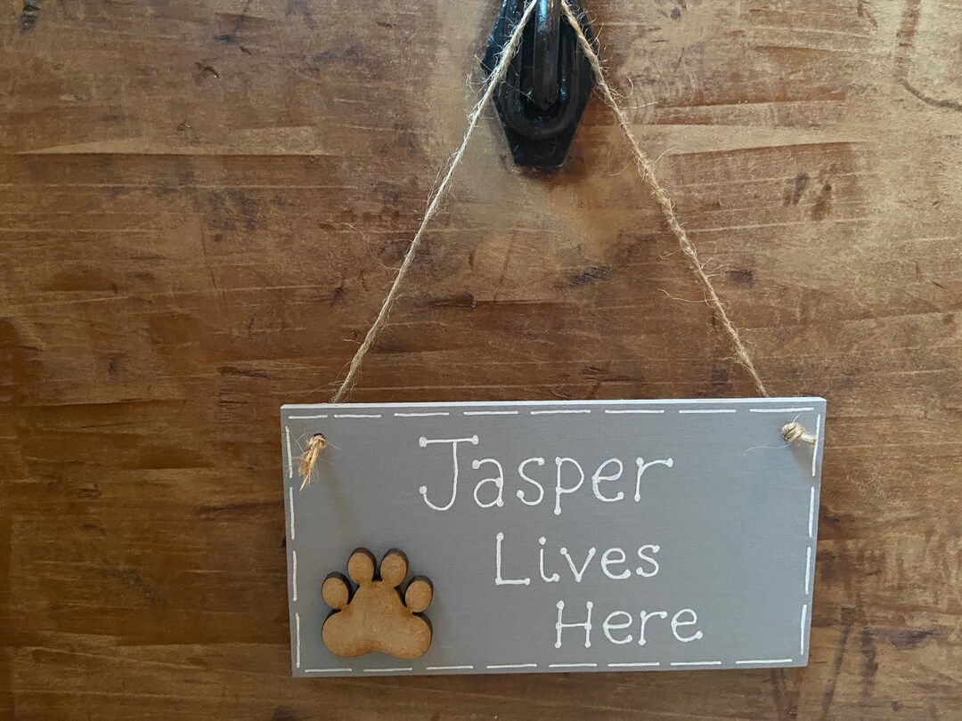 Personalised Handmade Wooden Dog Name Plaque With Paw Print Pet Teepee ...