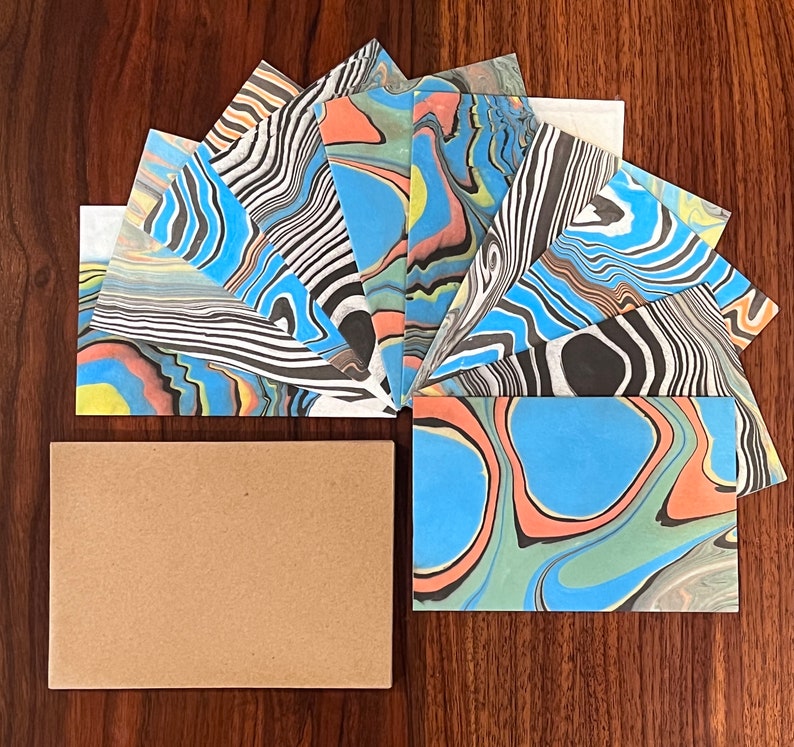 Note Cards Suminagashi Marbled Handmade 10 Assorted Blank - Etsy