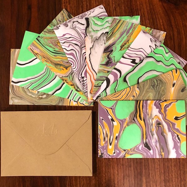 Marbled Cards - Etsy