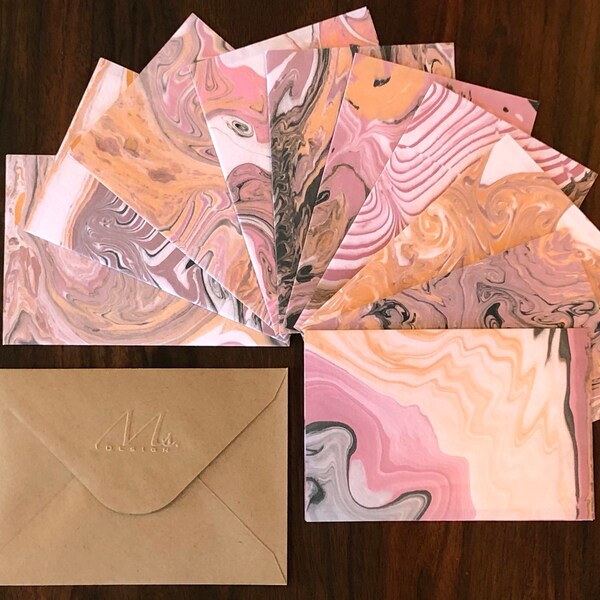 Marbled Cards - Etsy