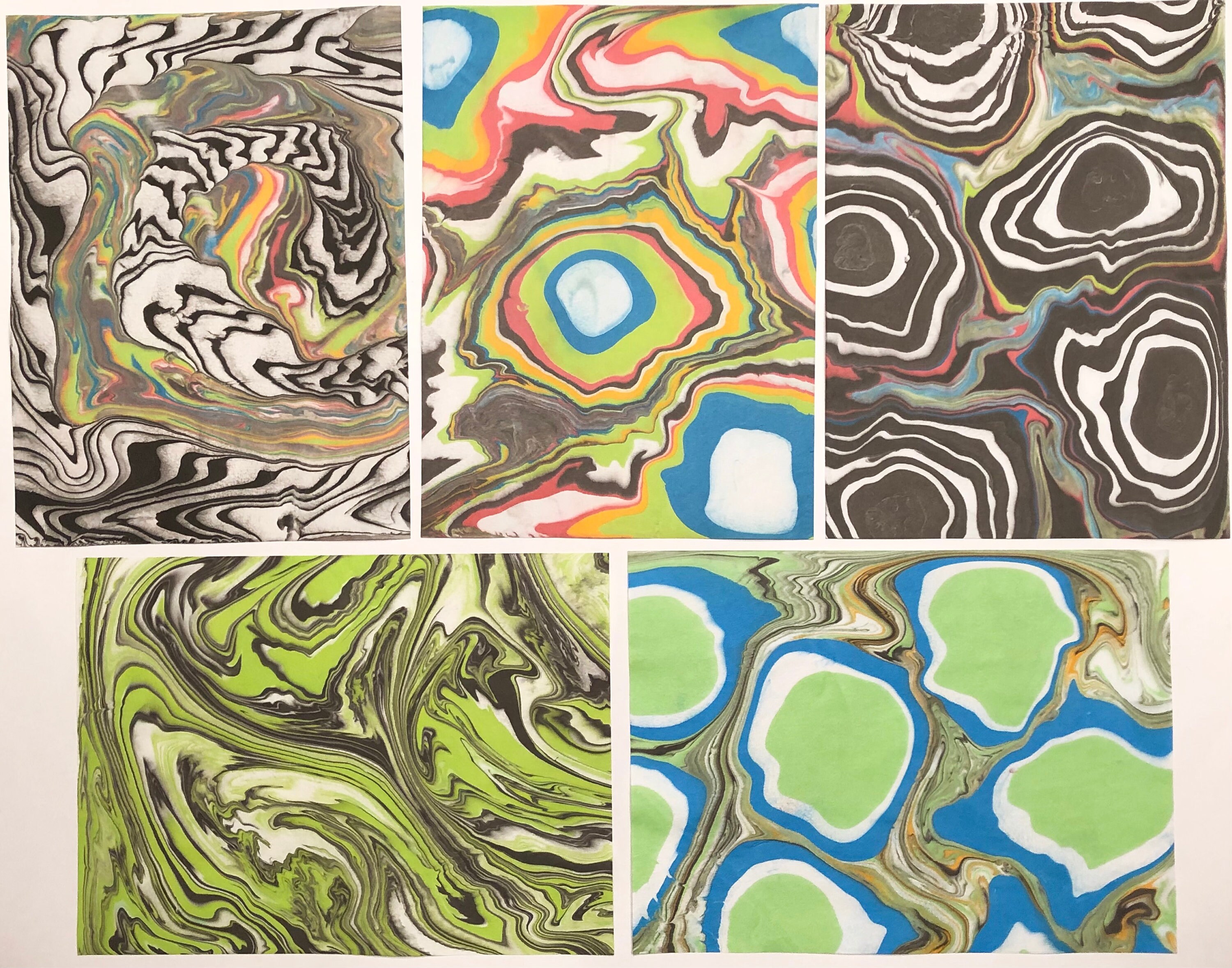 5 Assorted Paper Pack | Original Suminagashi | Marbling | 9" X 12 ...