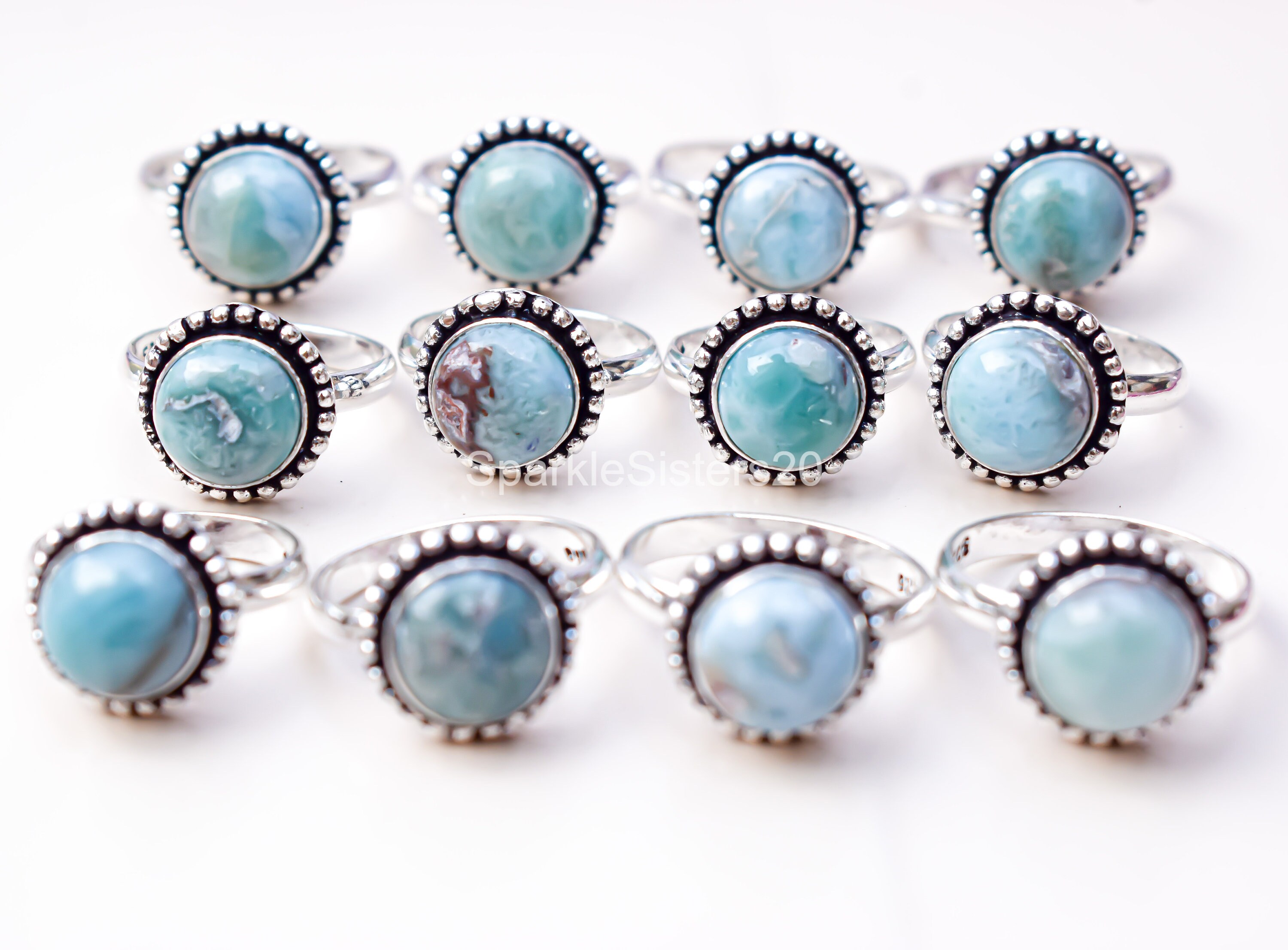 Wholesale Rings Jewelry, Larimar Ring, Natural Larimar Rings Lot, 925 ...