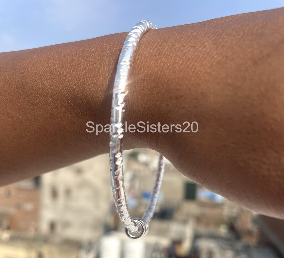 Hammered Sterling Silver Bangle: Heavy Stackable Handmade Jewelry - Etsy