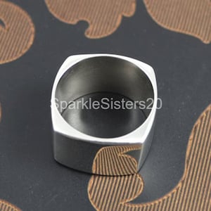 Sterling Silver Square Signet Ring, Chunky Wide Band - Etsy