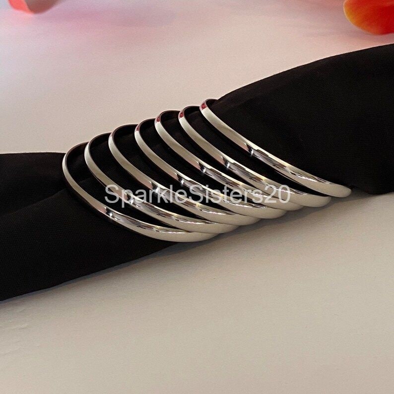 Set of 7 Bangles 925 Sterling Silver Bangles Simple Bangles Boho ...
