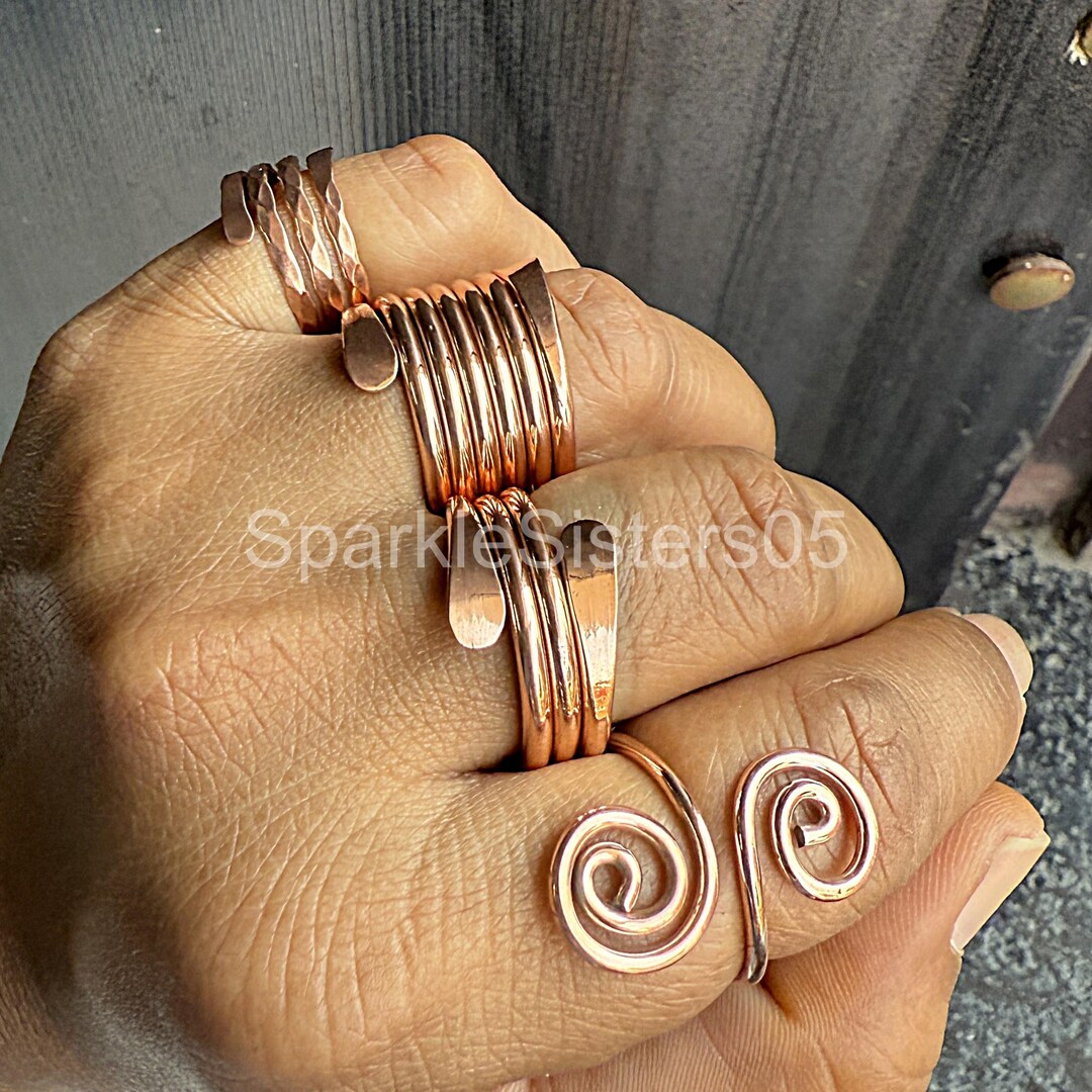 Solid Copper Ring, Hammered Solid Copper Band Ring, Pure Copper Ring ...