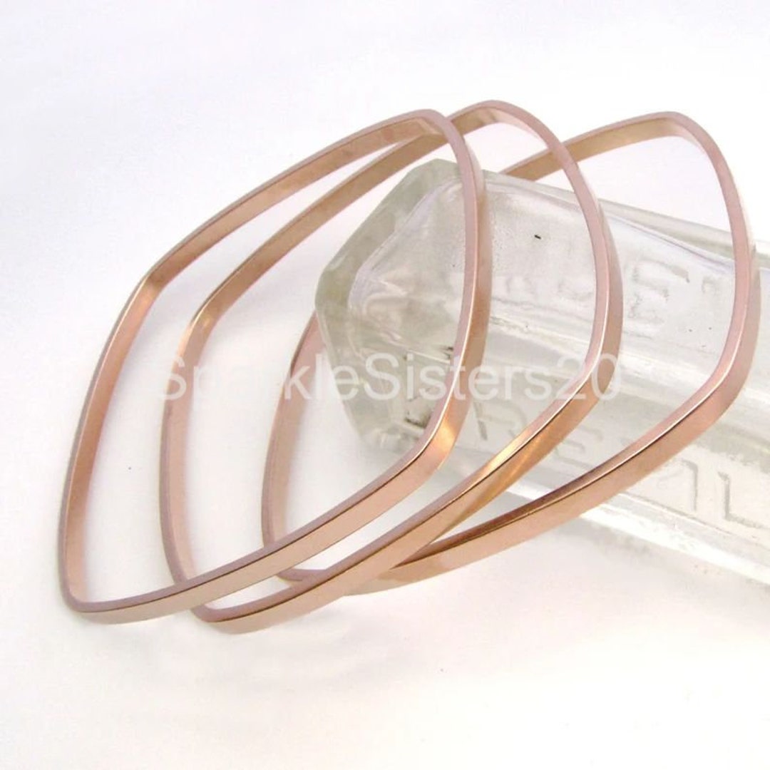 3 Set of Bangles, Square Bangles, Solid Copper Bangles, Three Wide ...