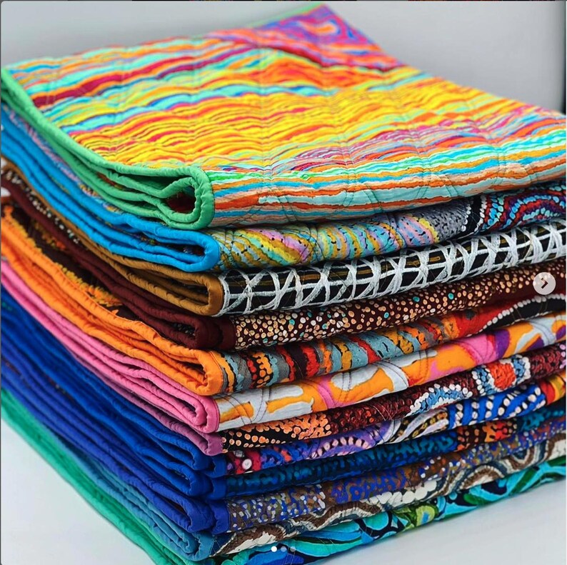Quilted Blanket: Australian Aboriginal Art, Fair Trade - Great for Baby ...