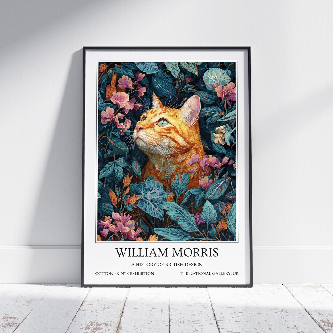 Ginger Cat William Morris Wall Art: Vintage Poster, Floral Art Print - Etsy